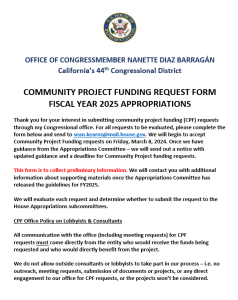 Appropriations Requests – Congresswoman Barragan